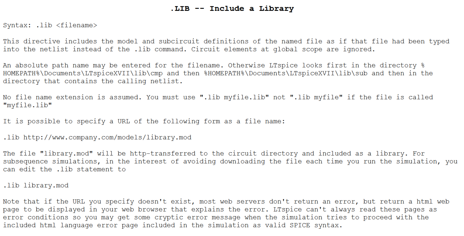 .lib/.include : LTspice -- Include a Library/Include Another File | Spiceman